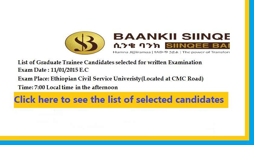 Siinqee Bank List of Graduate Trainee Candidates selected for written ...